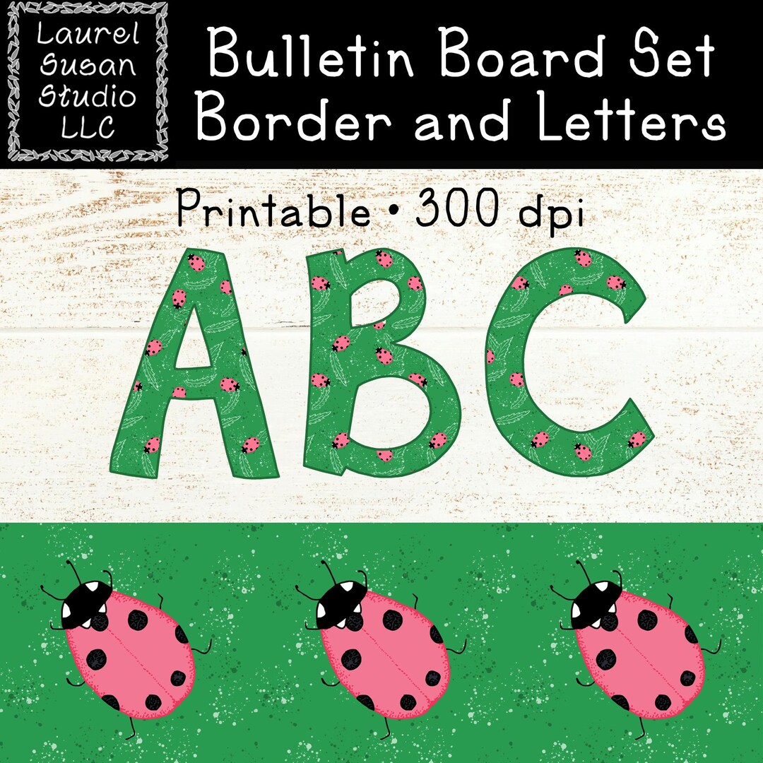 Pink Ladybugs Bulletin Board Border and Letters: Printable Classroom ...