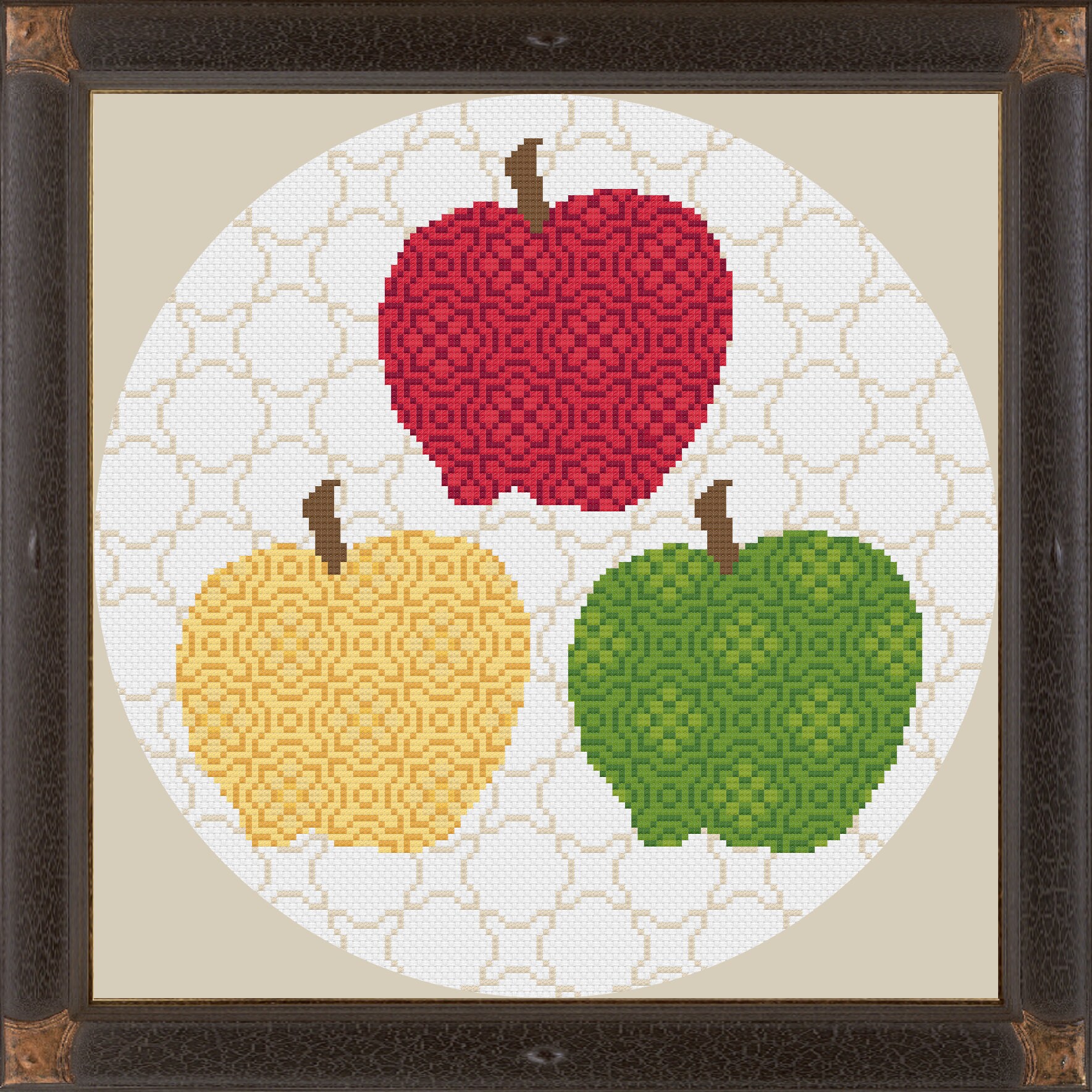 Apple Floral Modern Cross Stitch Pattern, PDF Digital, Kitchen Fruit ...