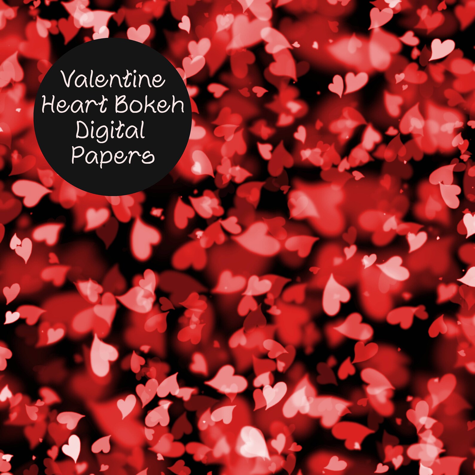 Valentine Heart Bokeh Digital Papers PNG 300 Dpi Set of 5 12 X 12 ...