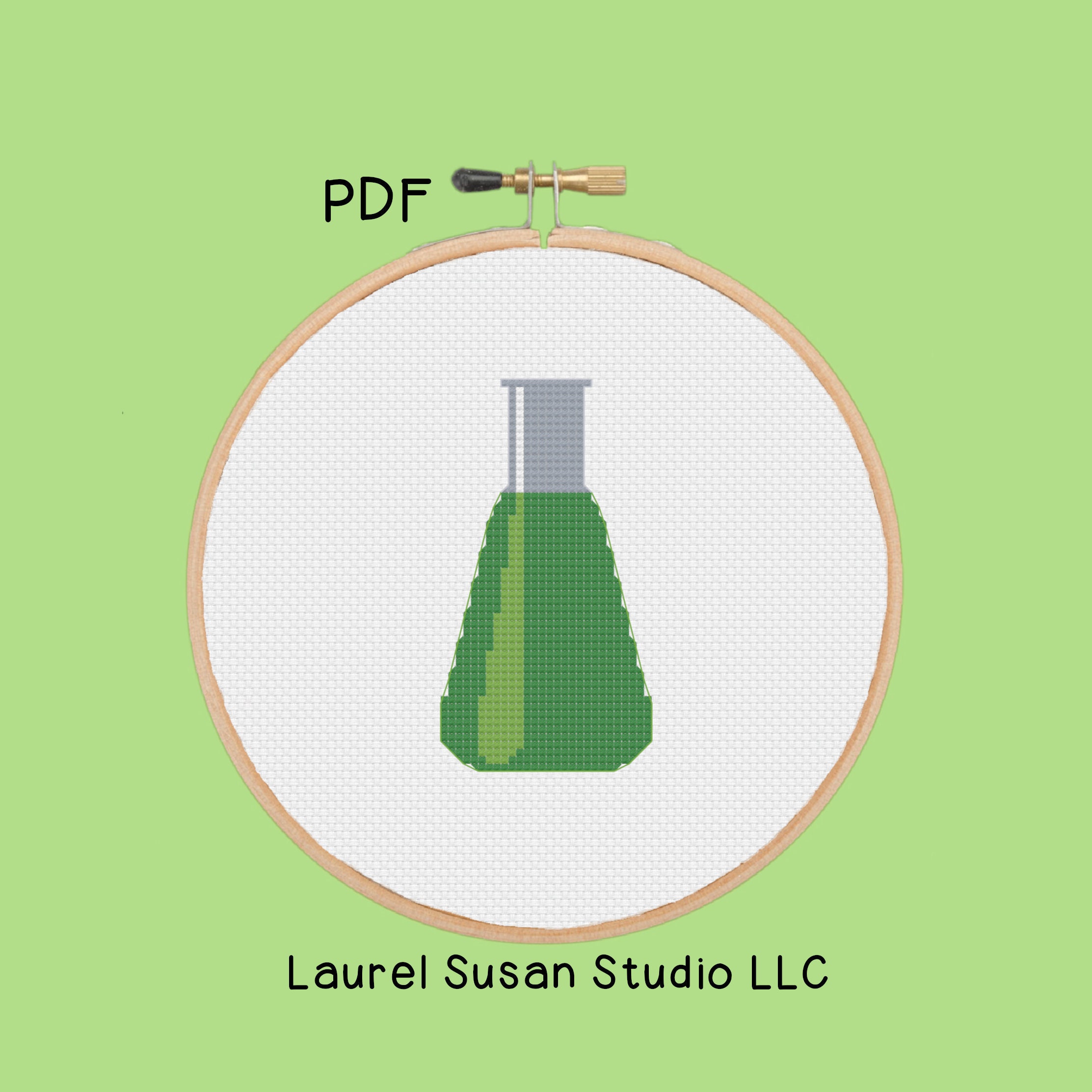 Conical Flask Cross Stitch Pattern, PDF Digital, Erlenmeyer Glassware ...