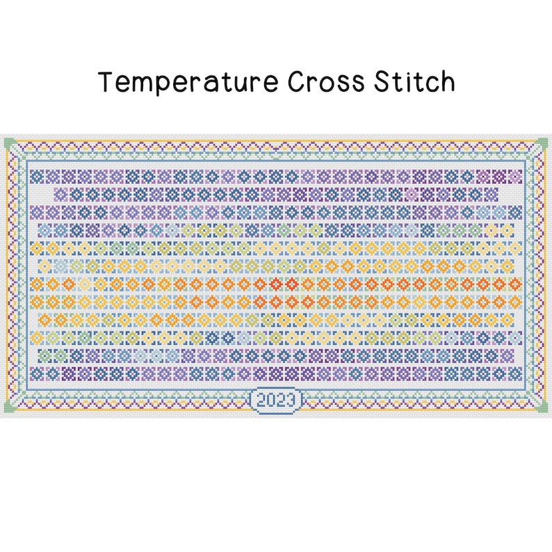 Temperature Cross Stitch Pattern Quilt Squares Design, PDF Digital ...