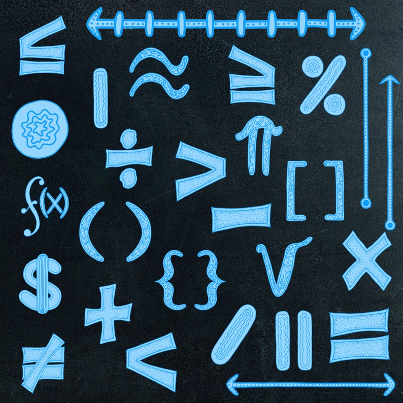Math Algebra Symbols Clipart Clip Art Bundle Set of 90 PNG Commercial ...