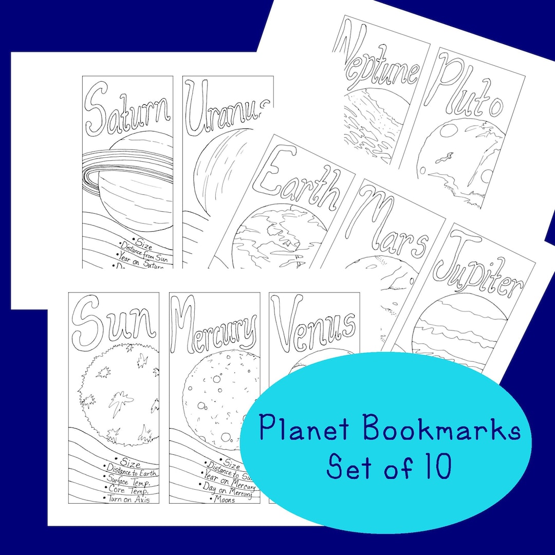 Solar System Bookmarks PDF Printable Coloring Page Activity Space ...