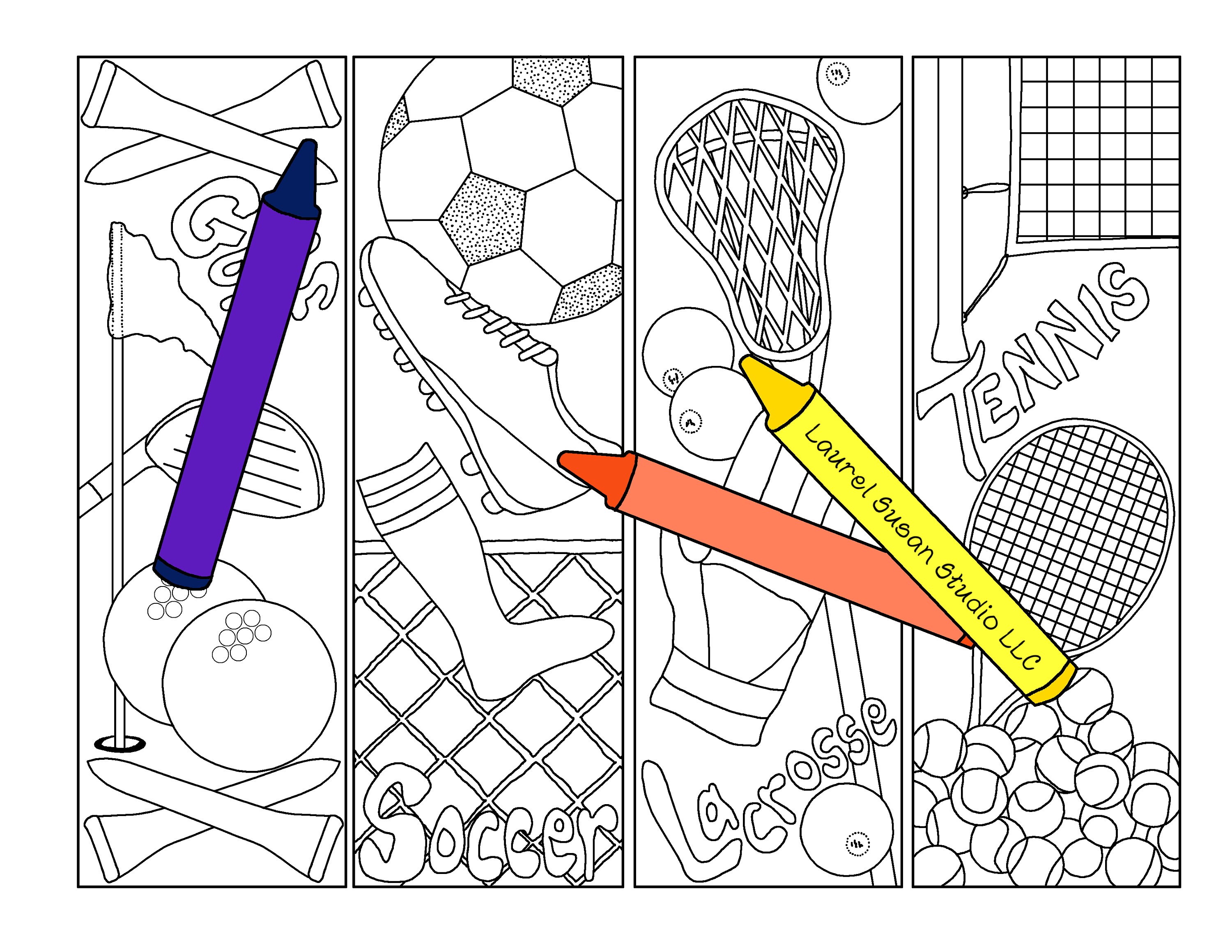 Sports Bookmarks PDF Adult Coloring Page Activity Soccer Football ...