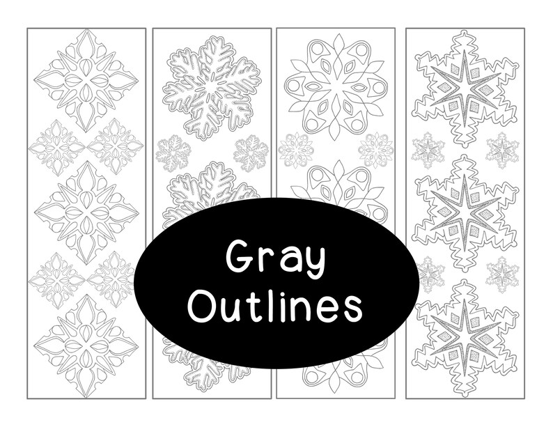 Snowflake Snow Flake Bookmarks PDF Printable Coloring Page, Winter ...