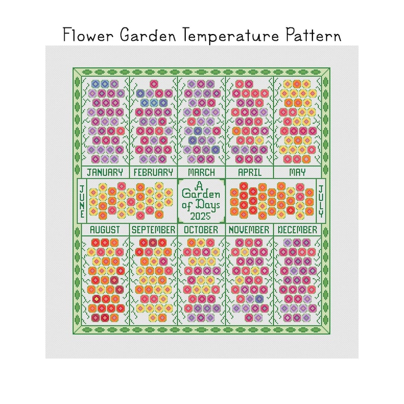 Temperature Cross Stitch Pattern Flower Garden, PDF Digital, High / Low ...