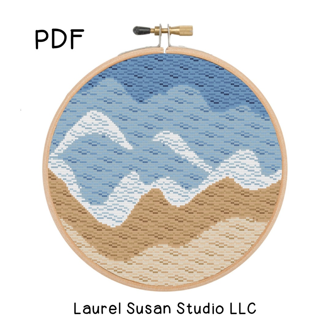 Ocean Shore Beach Coastline Waves Modern Cross Stitch Pattern, PDF ...