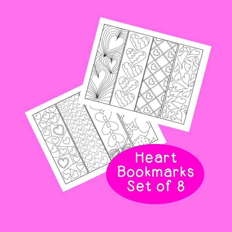 Heart Bookmarks PDF Printable Coloring Page Valentines Day Activity ...