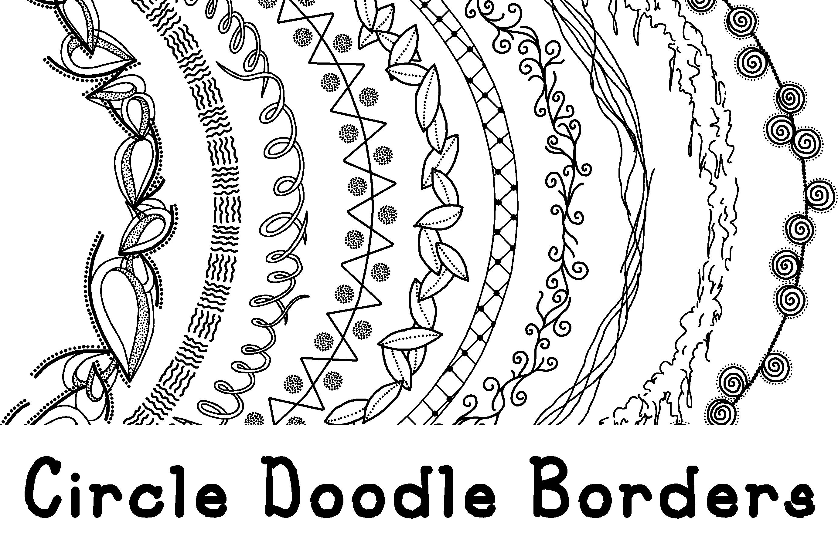 Circle Doodle Borders Clip Art Bundle PNG Blackline Commercial Personal ...