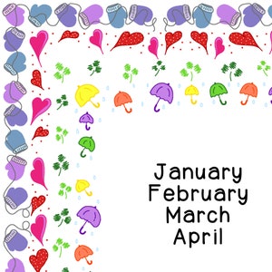 Monthly Doodle Borders Month PNG Seasonal Holiday Commercial Personal ...