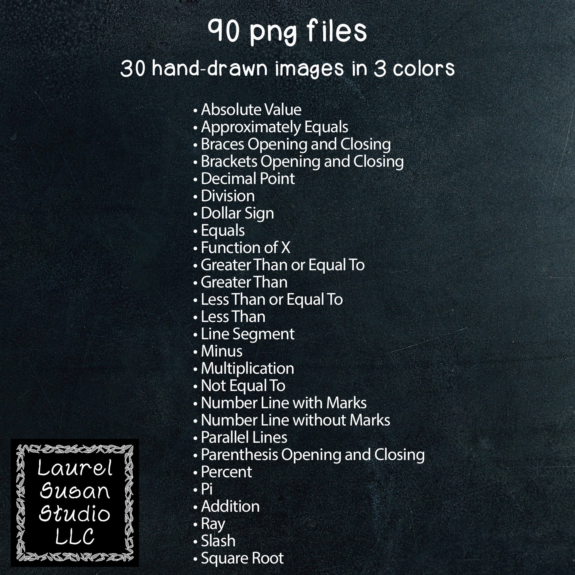 Math Algebra Symbols Clipart Clip Art Bundle Set of 90 PNG Commercial ...