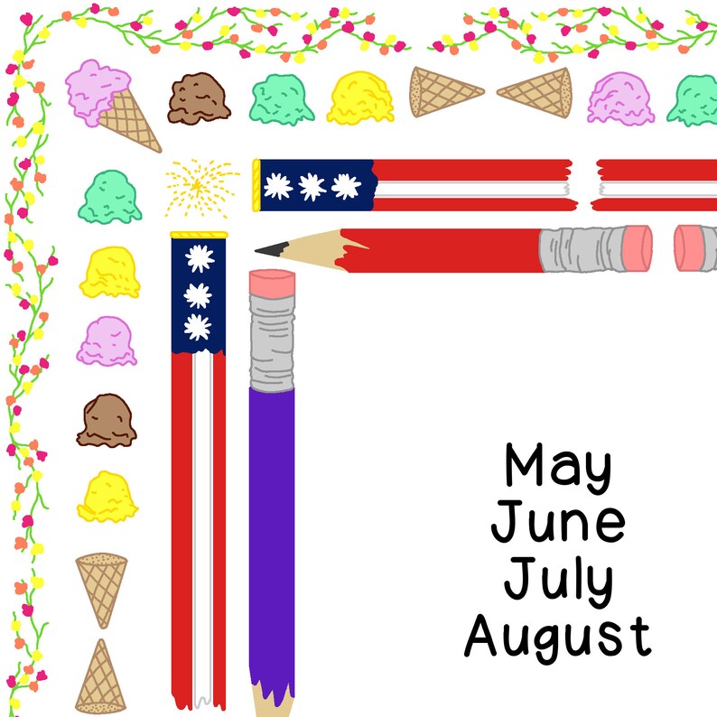 Monthly Doodle Borders Month PNG Seasonal Holiday Commercial Personal ...