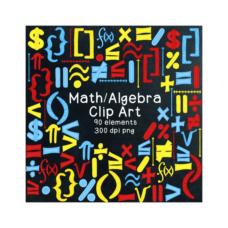 Math Algebra Symbols Clipart Clip Art Bundle Set of 90 PNG Commercial ...