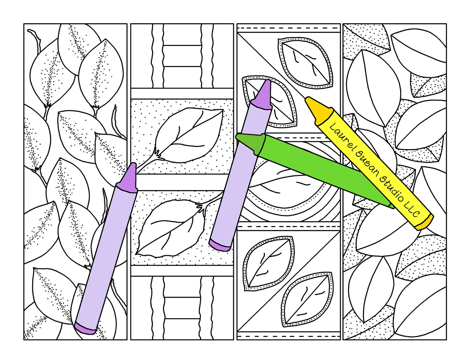 Leaf Bookmarks PDF Printable Coloring Page Leaves Fall Autumn Adult ...