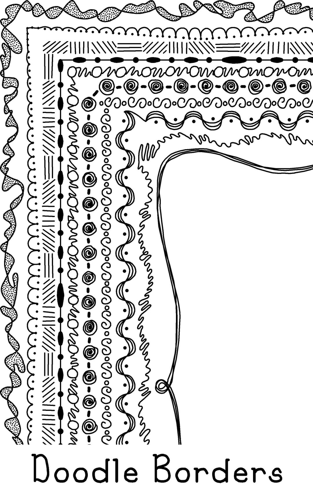 Doodle Borders Clip Art Set 2 PNG Blackline Commercial Personal - Etsy