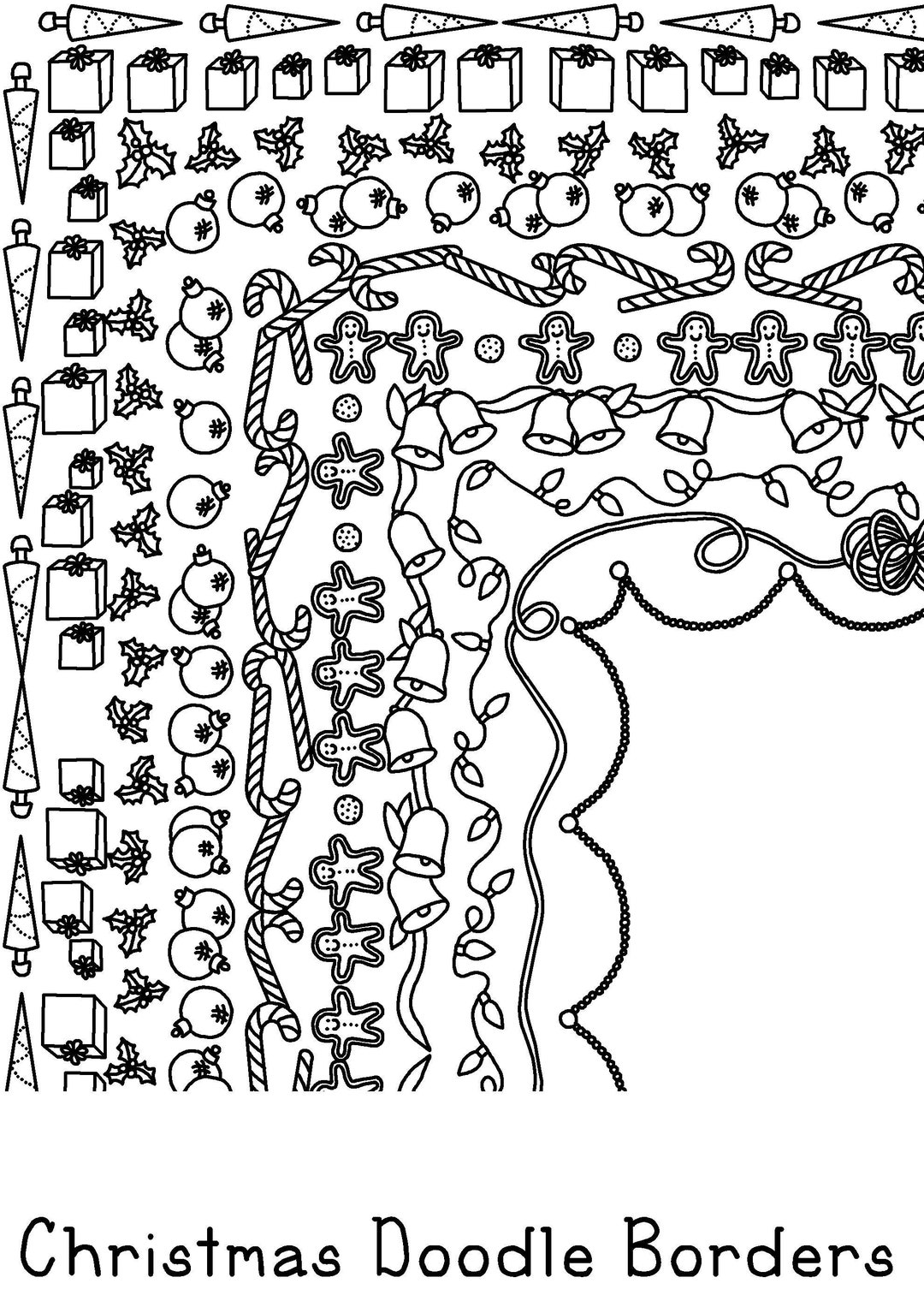 Christmas Doodle Borders Clip Art: Blackline Frames (PNG) - Etsy