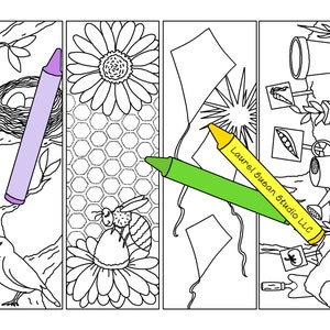 Spring Bookmarks PDF Printable Coloring Page Activity March April May ...