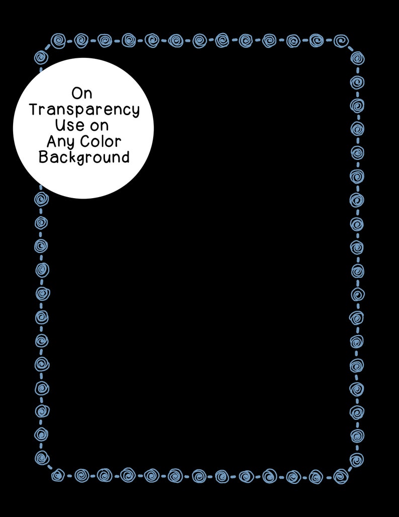 Spiral Dash Doodle Borders Clip Art PNG Blackline Included Commercial ...