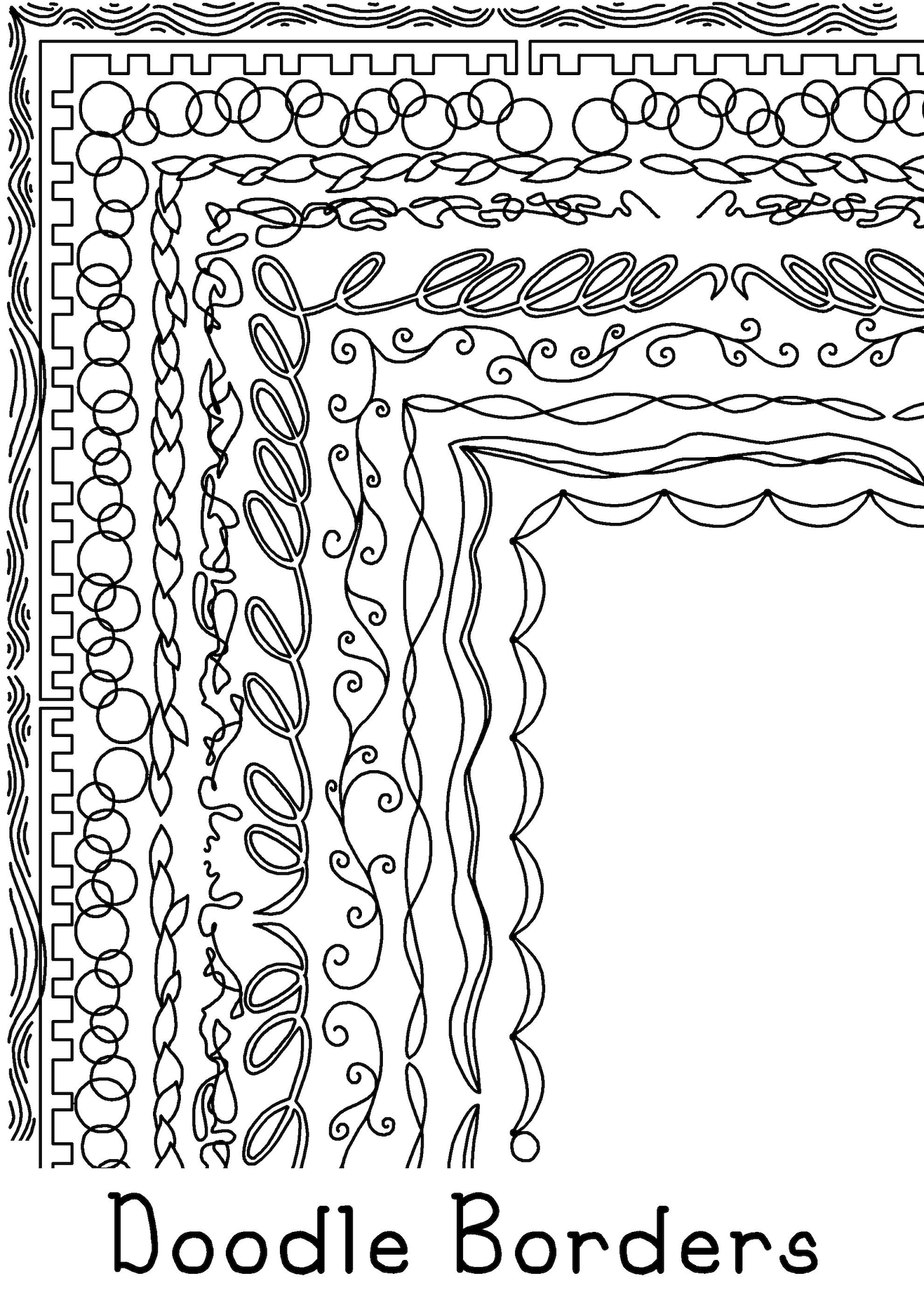 Doodle Borders Clip Art Set 1 PNG Blackline Commercial Personal - Etsy