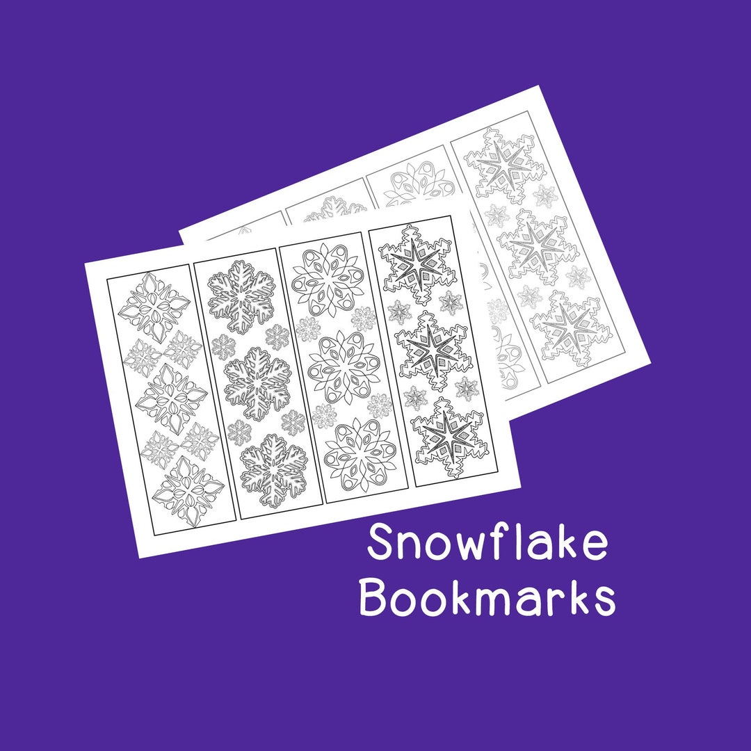 Snowflake Snow Flake Bookmarks PDF Printable Coloring Page, Winter ...