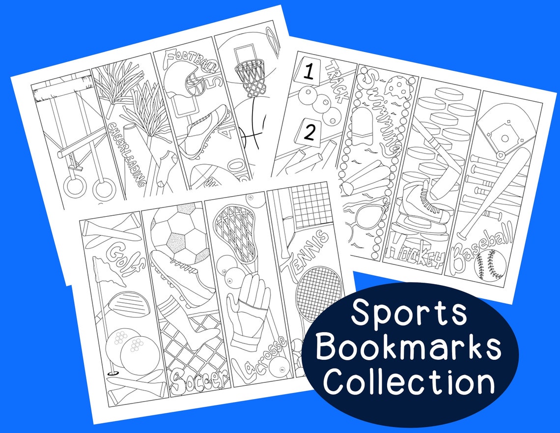 Sports Bookmarks PDF Adult Coloring Page Activity Soccer Football ...