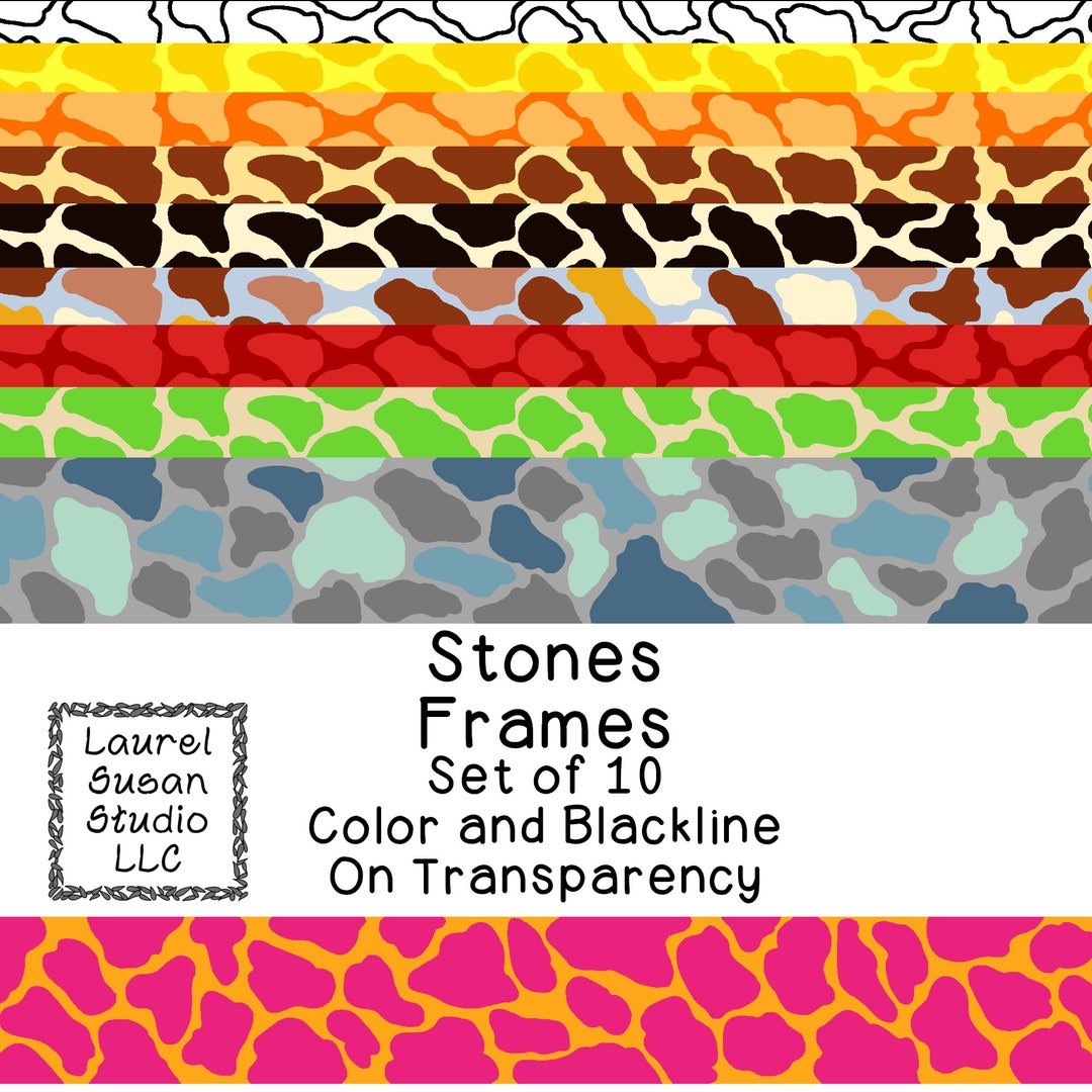 Stone Frames Borders Clip Art PNG Blackline Included Commercial ...