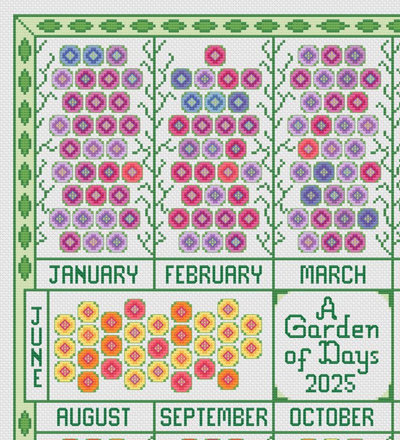 Temperature Cross Stitch Pattern Flower Garden, PDF Digital, High / Low ...