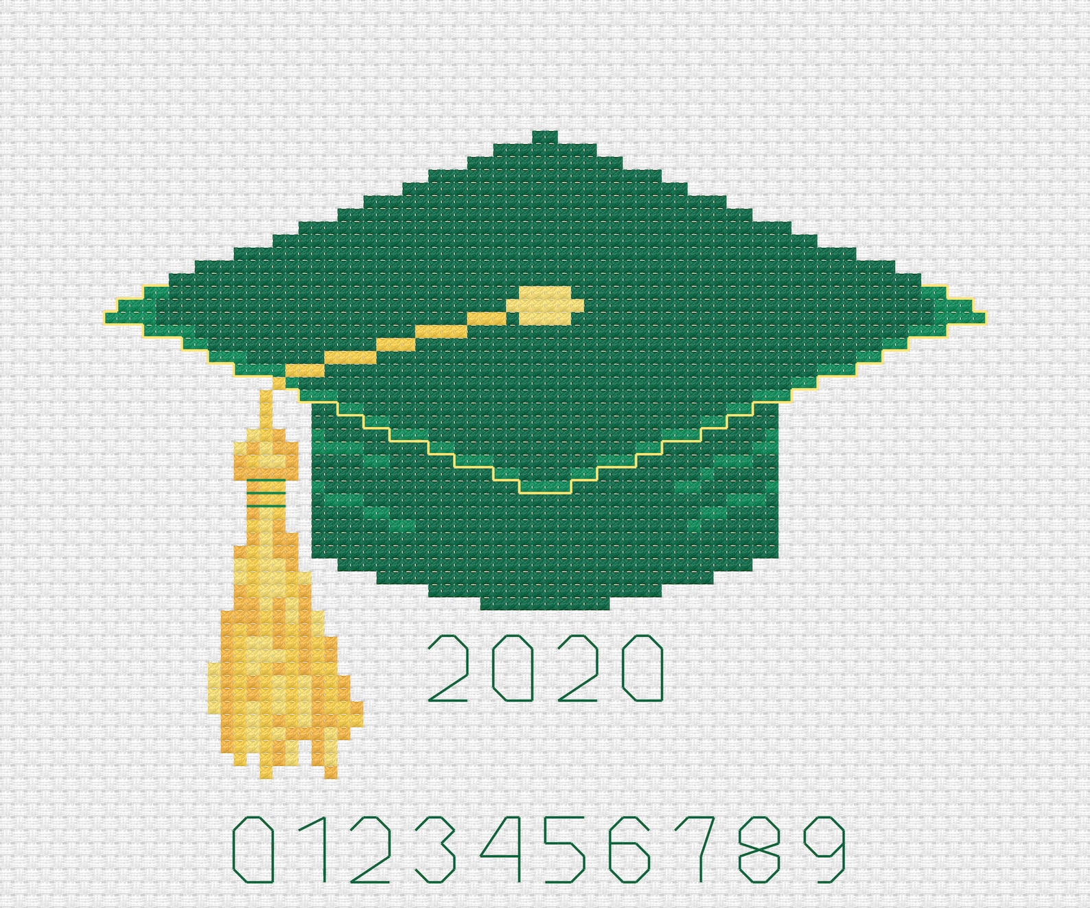 Mortarboard Cross Stitch Pattern, PDF Digital, Easy Beginner Graduation ...