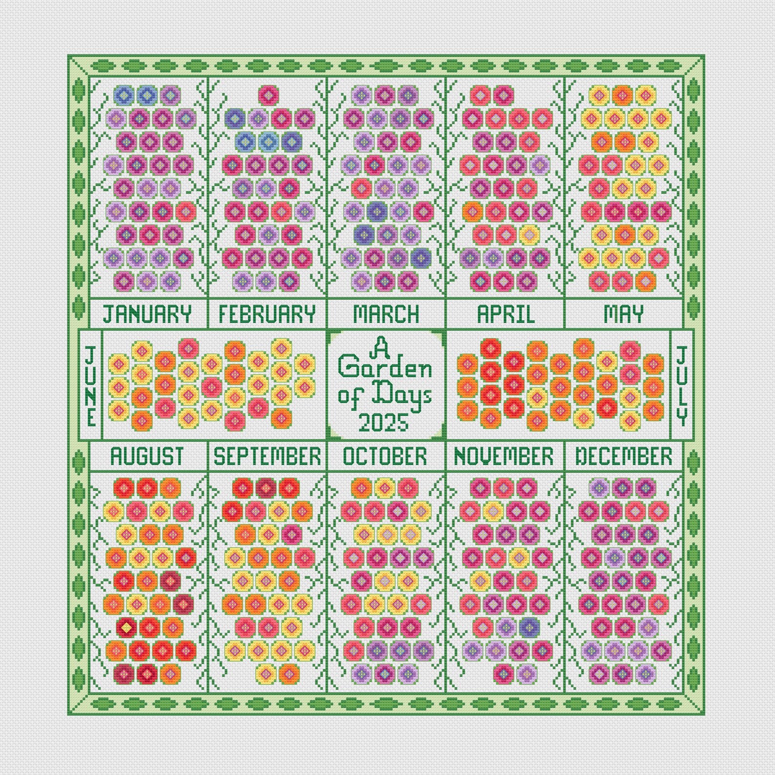 Temperature Cross Stitch Pattern Flower Garden, PDF Digital, High / Low ...