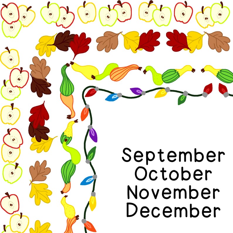 Monthly Doodle Borders Month PNG Seasonal Holiday Commercial Personal ...
