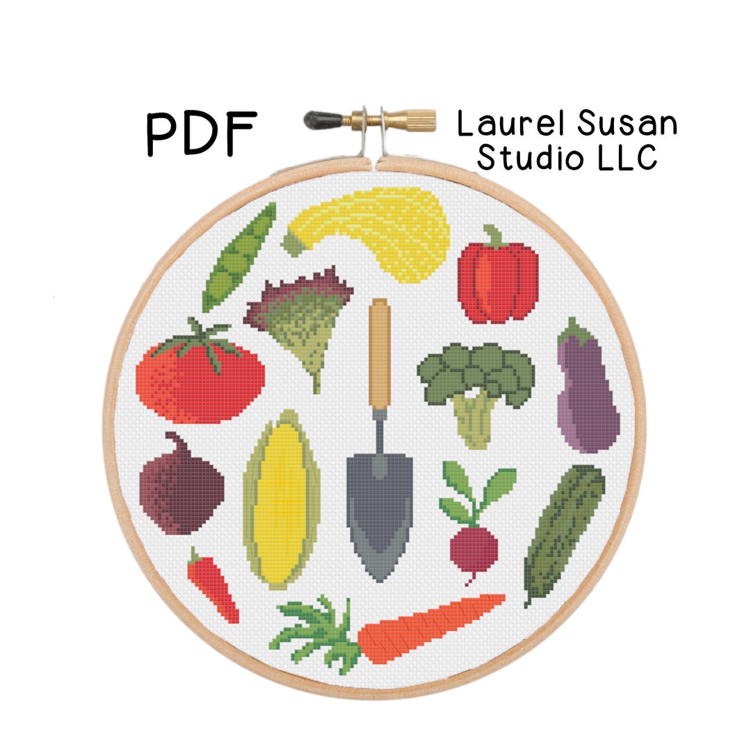 Veggie Garden Cross Stitch Pattern, PDF Digital, Vegetables Plants ...
