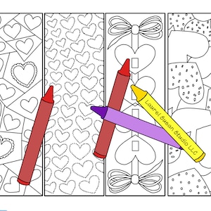 Heart Bookmarks PDF Printable Coloring Page Valentines Day Activity ...