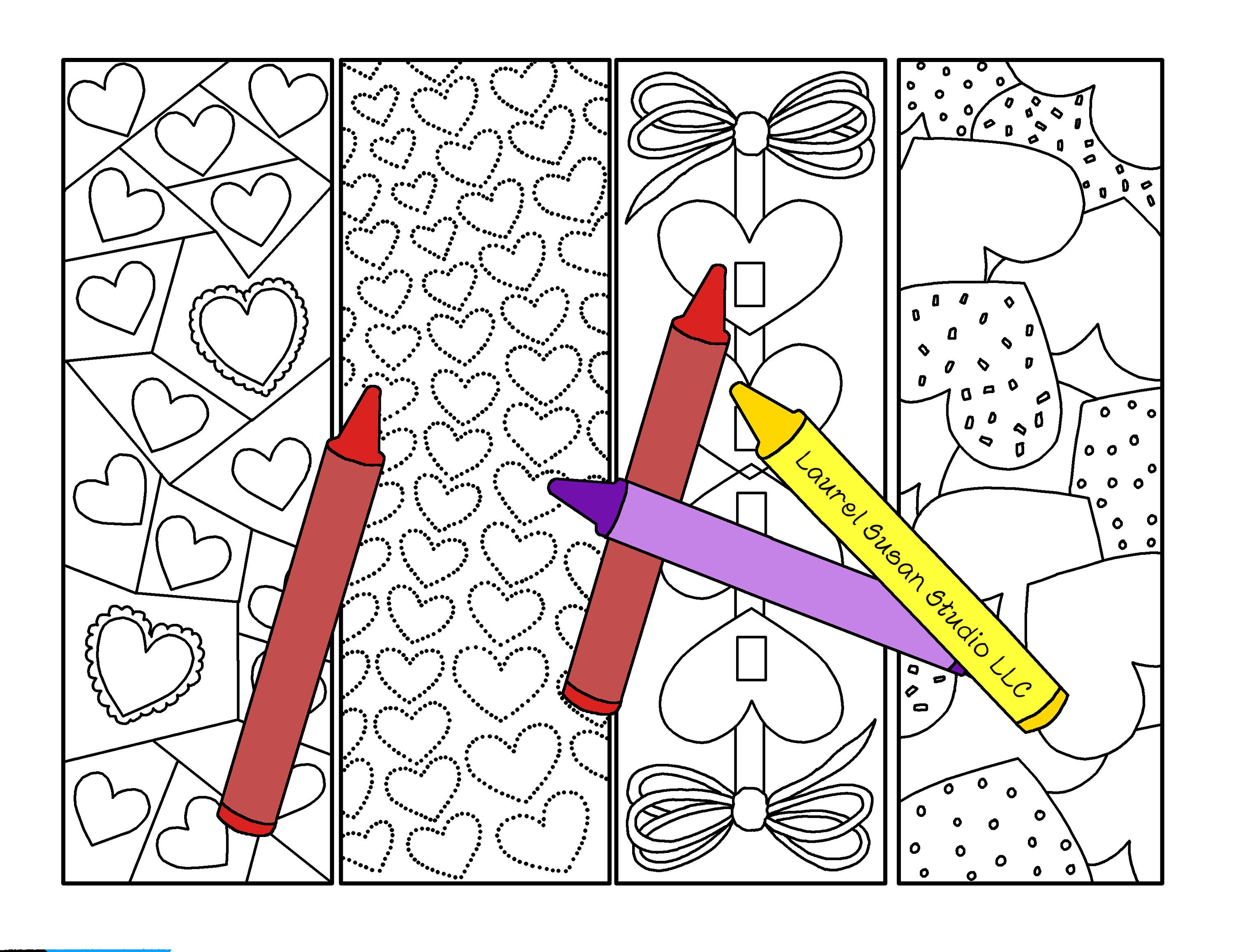 Heart Bookmarks PDF Printable Coloring Page Valentines Day Activity ...
