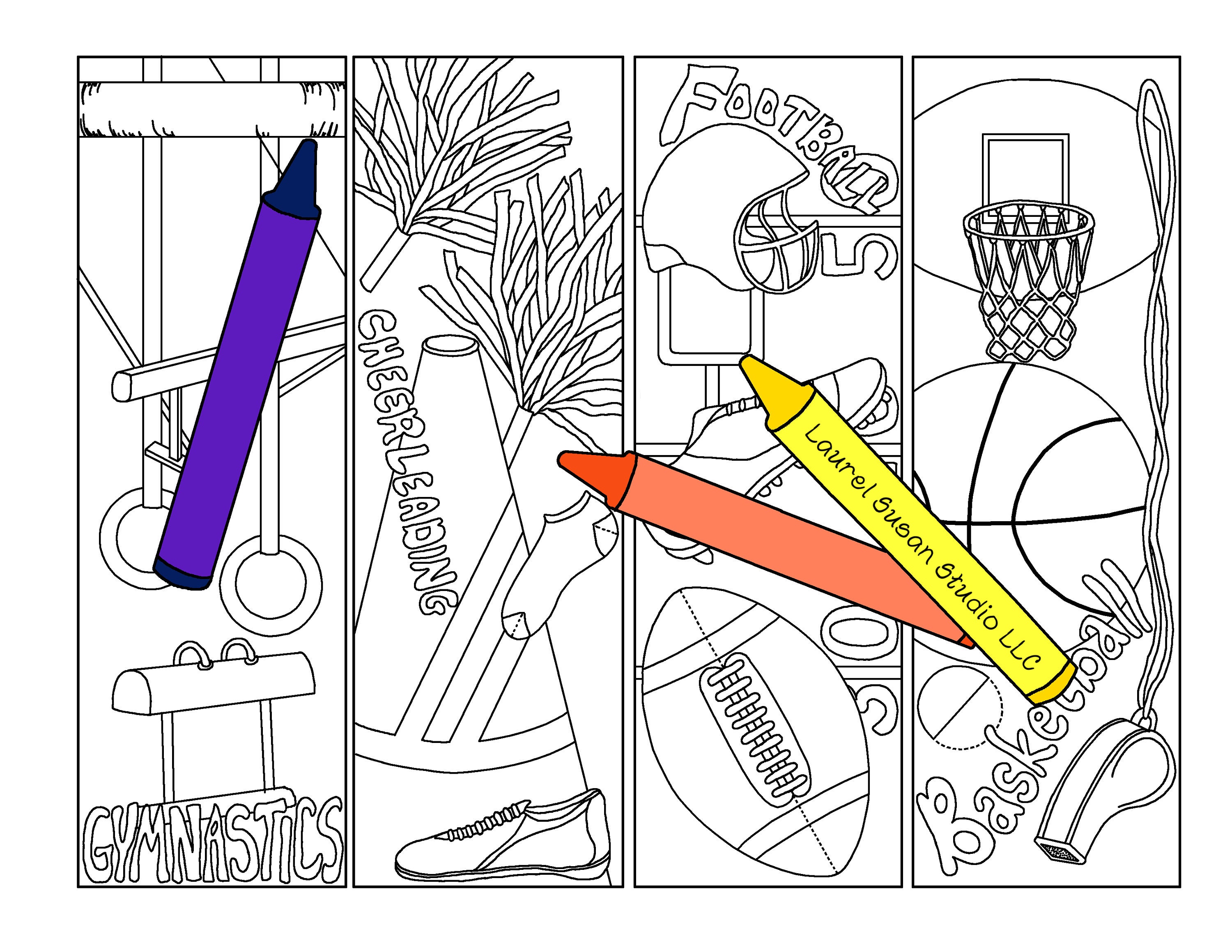 Sports Bookmarks PDF Adult Coloring Page Activity Soccer Football ...