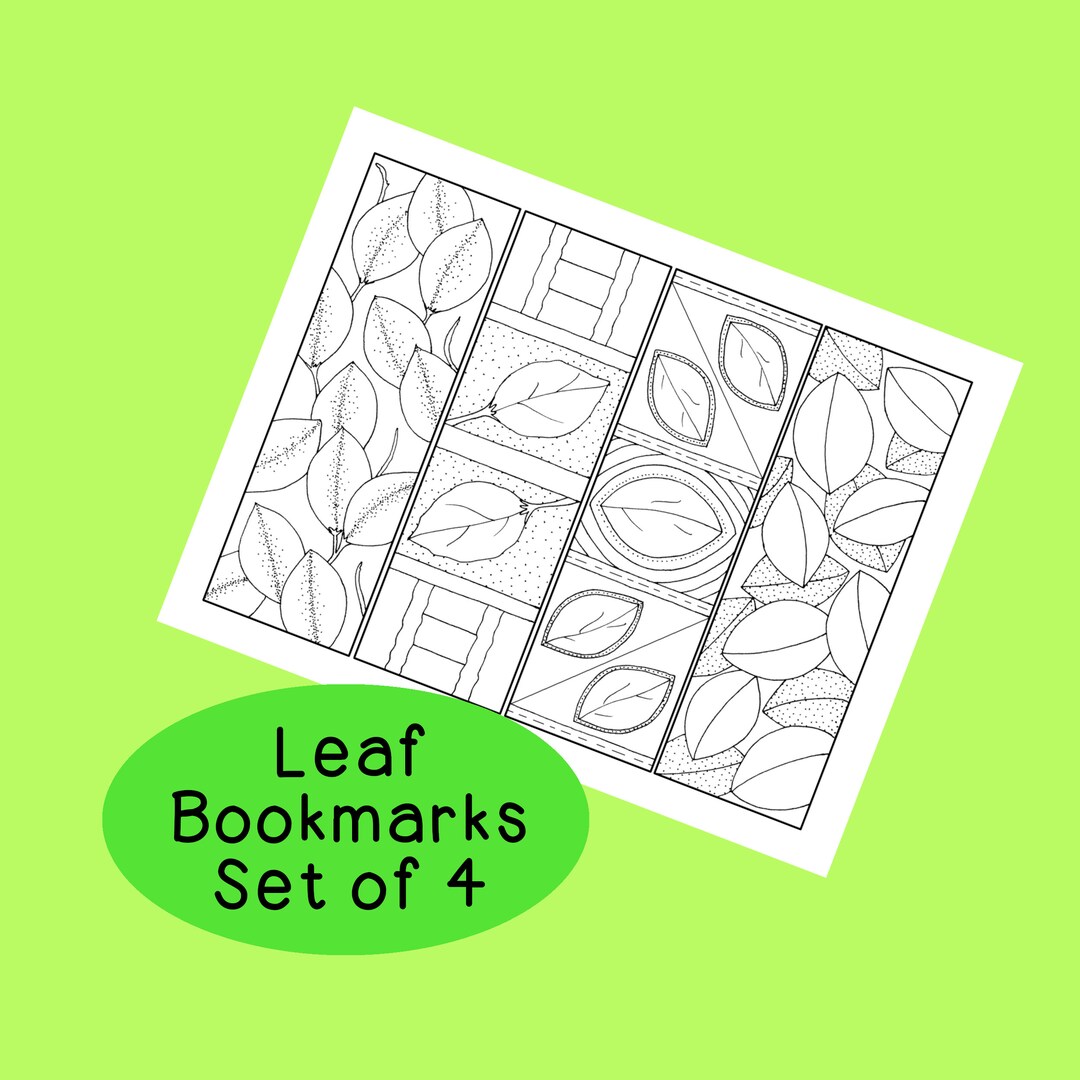 Leaf Bookmarks PDF Printable Coloring Page Leaves Fall Autumn Adult ...