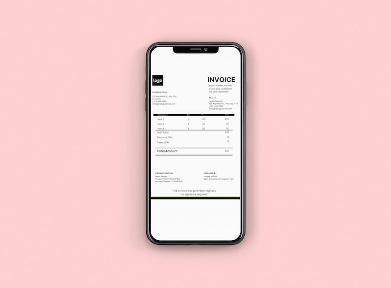 Invoice Template| Editable Business Invoice, Minimal Design (printable ...