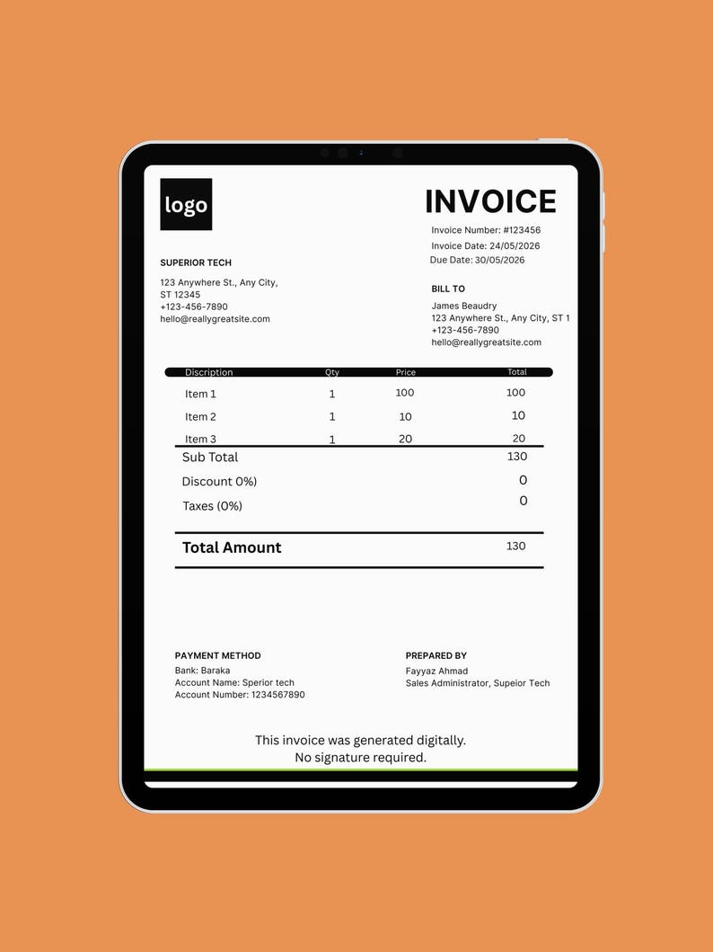 Canva Invoice Template | Editable Business Invoice, Minimal Design ...