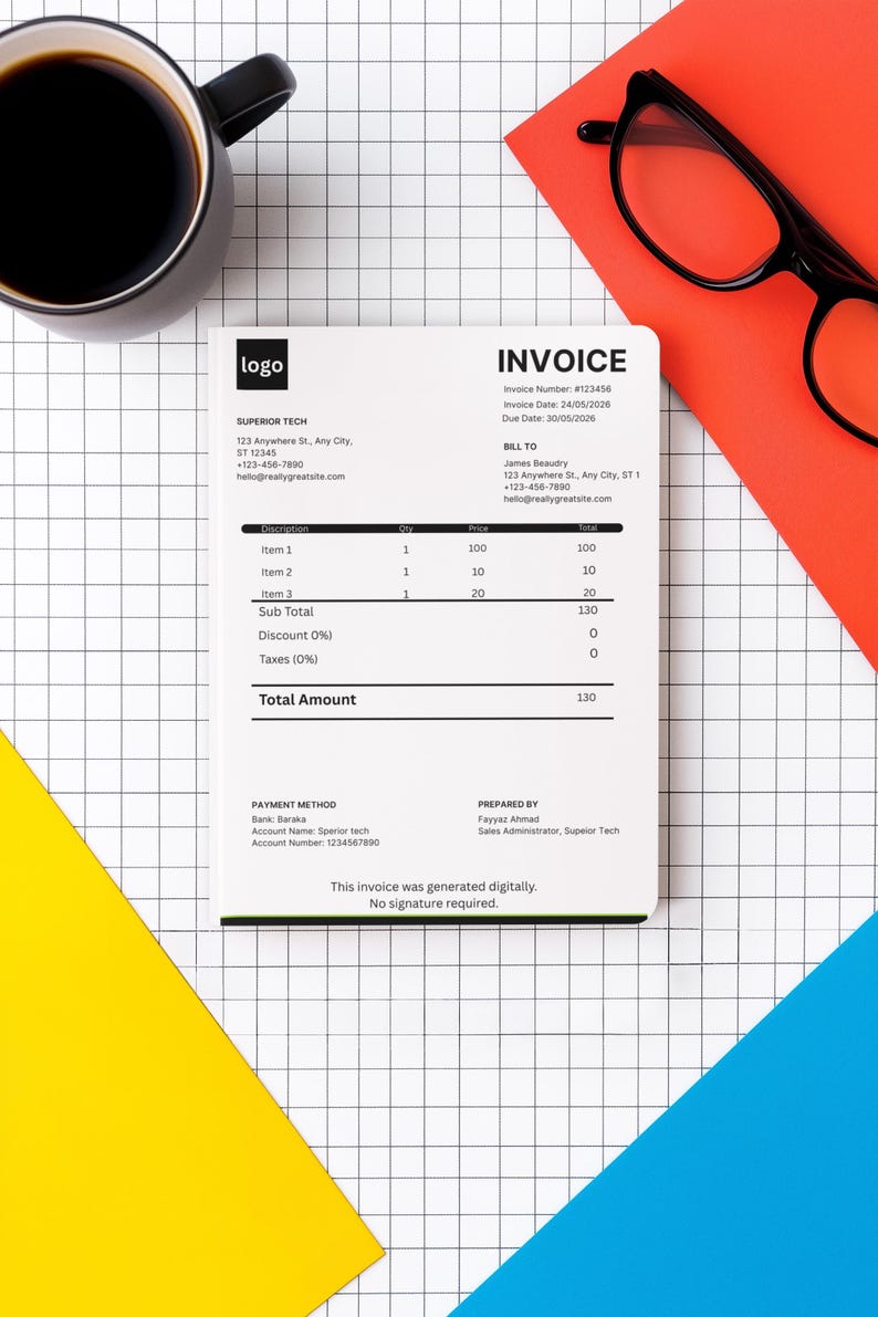 Invoice Template| Editable Business Invoice, Minimal Design (printable ...