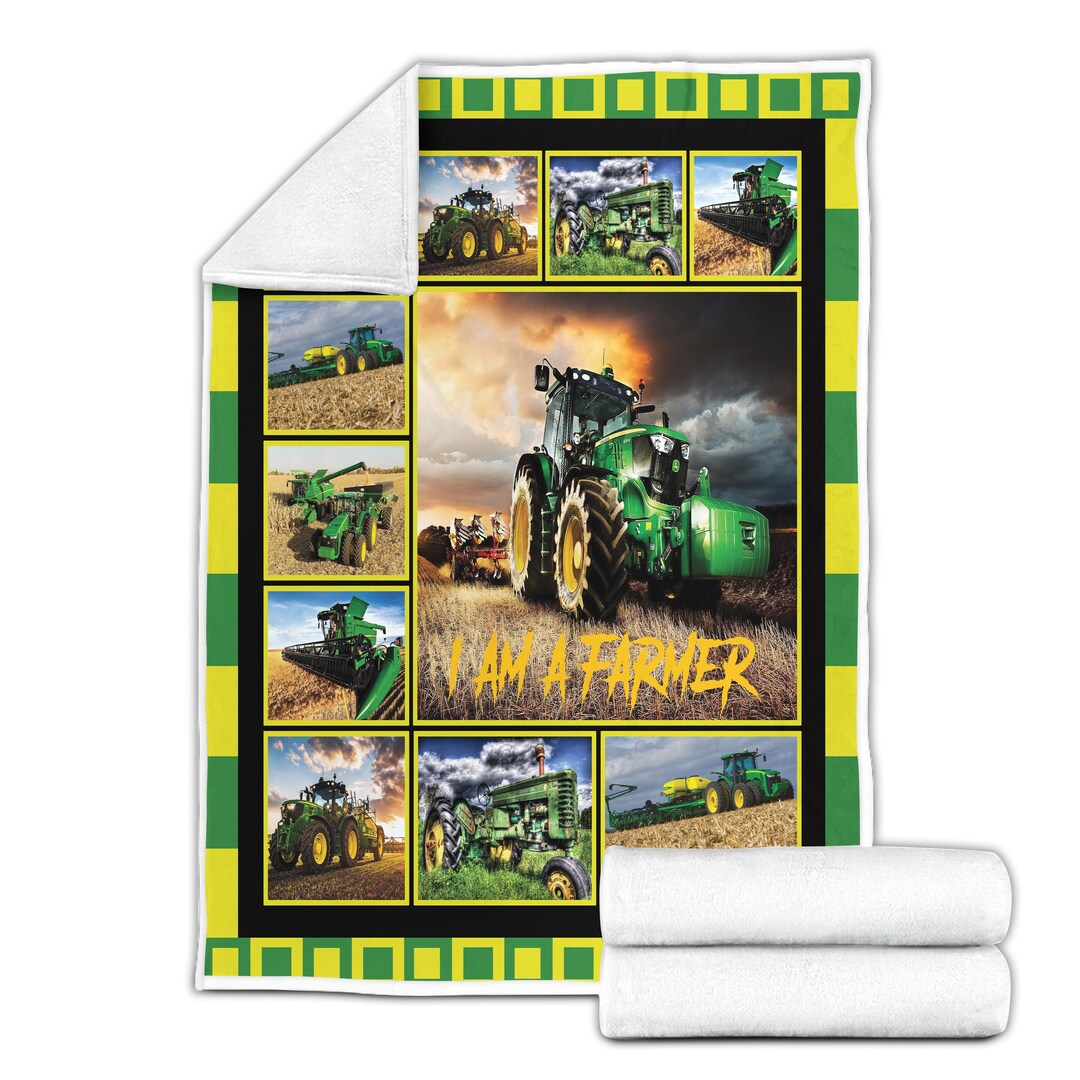I Am a Farmer Fleece Blanket – Tractor Farming Collage, Agriculture ...