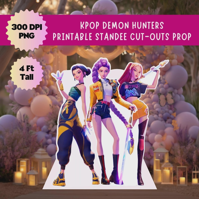 Printable Kpop Demon Hunters Standee Cut Outs, Huntrix DIY Cutout Party ...