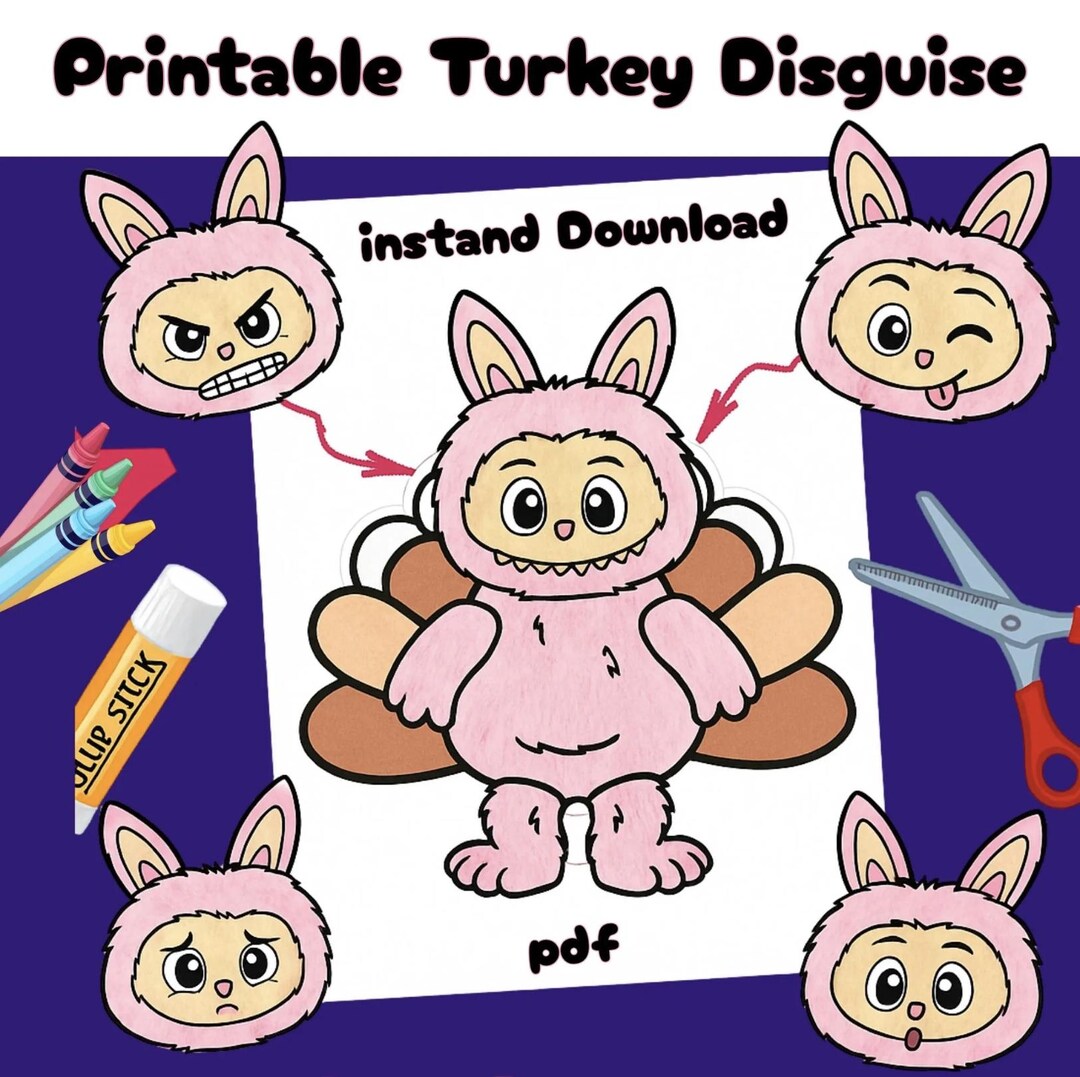 Printable Turkey Disguise Craft Kit, Monster Costume (PDF) - Etsy