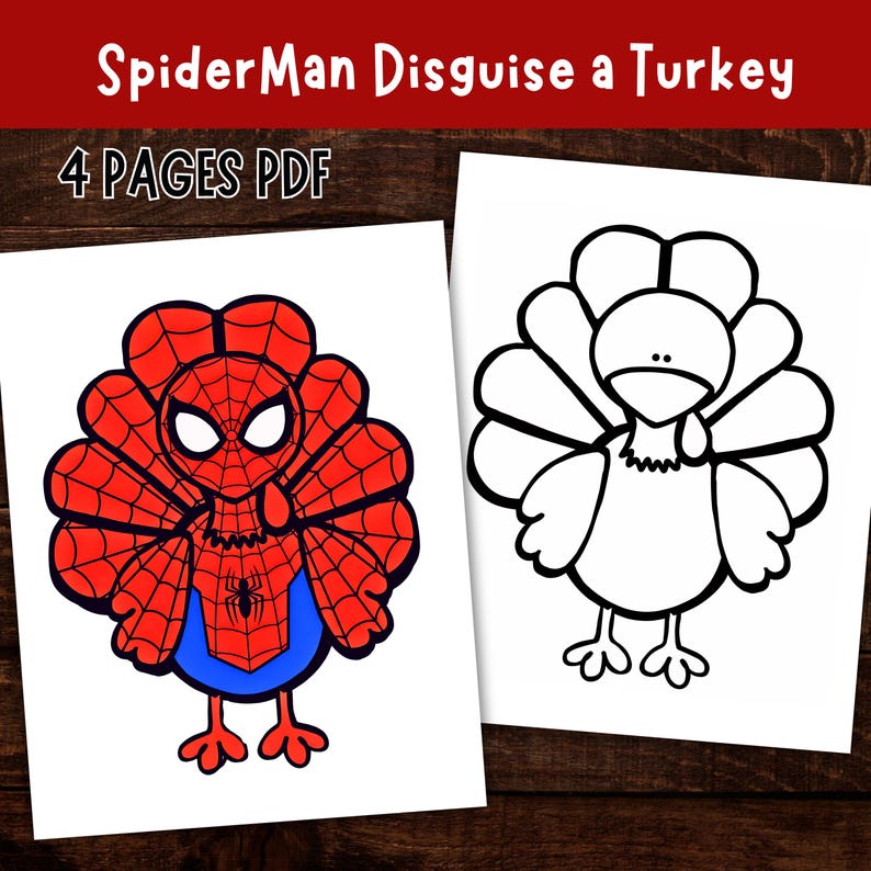 Spiderman Disguise a Turkey Printable, Superhero Thanksgiving Craft ...