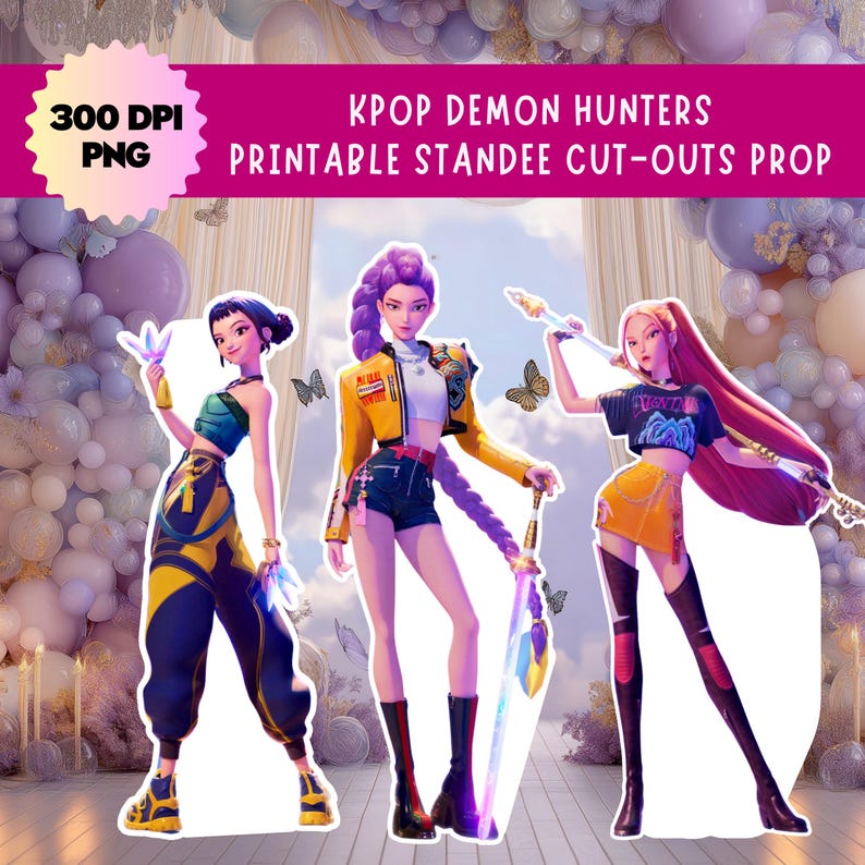 Printable Kpop Demon Hunters Standee Cut Outs, Huntrix DIY Cutout Party ...