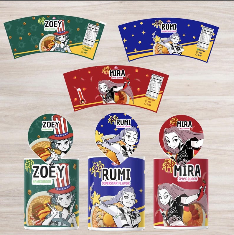 Kpop Demon Hunters Cup Noodle Labels, Huntrix Ramen Ramyeon Party Favor ...
