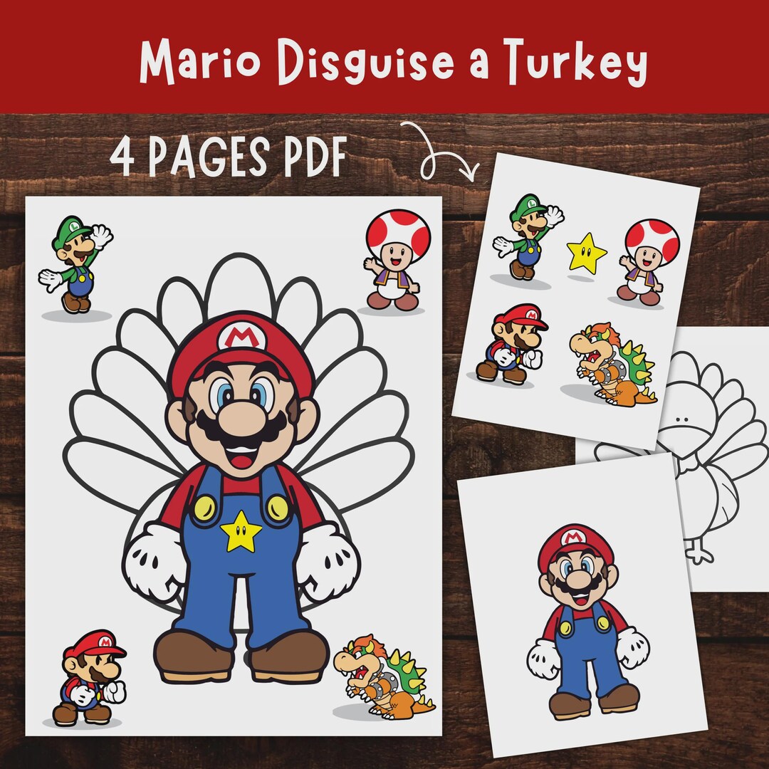 Mario Turkey Disguise Printable, Thanksgiving Kids Craft, Toddler ...