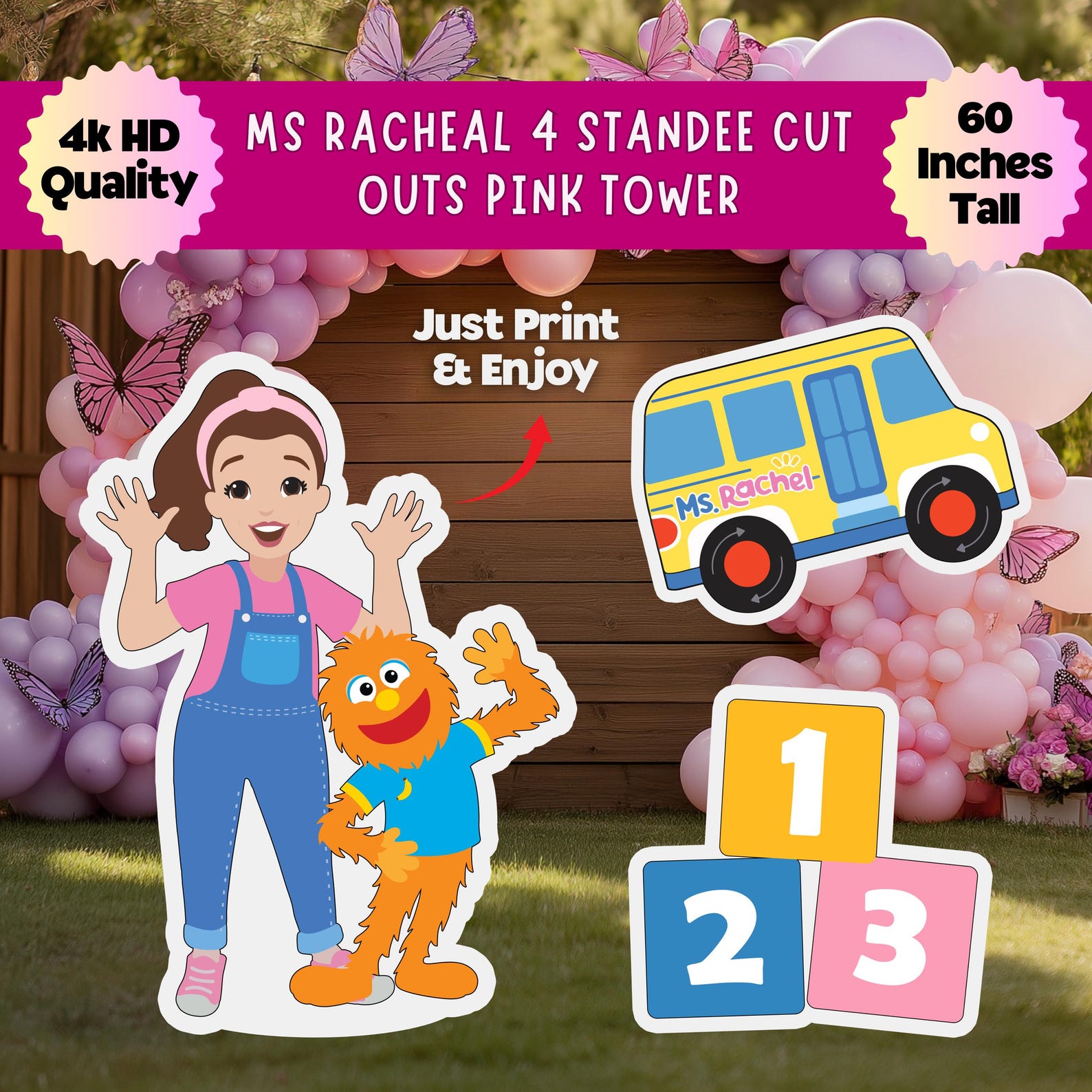 Printable Ms Rachel Standee Cutouts, DIY Birthday Party Decor, Ms ...