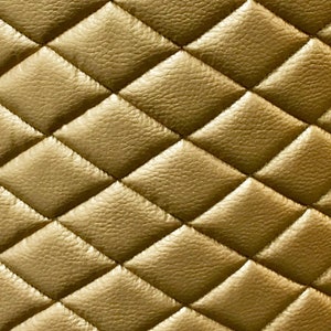 Gold Metallic Champion Diamond Quilted Faux Vinyl Foam Backed Fabric ...
