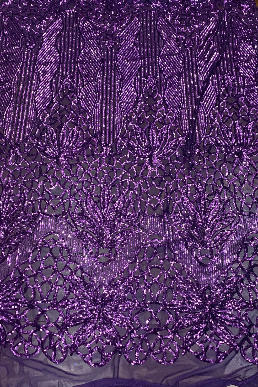 Sequin Purple on Purple Mesh, 4-way Stretch, Fabric 54" Sold by the ...