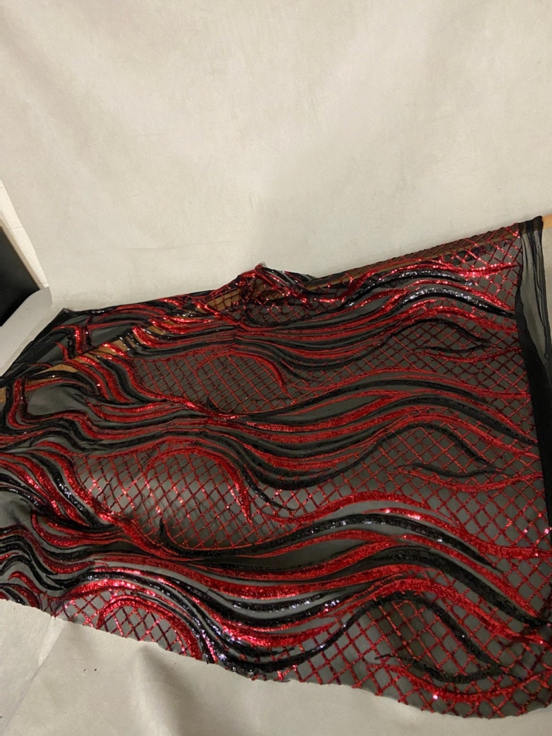 4-way Stretch Wave Fishnet Sequin Mesh Dress Grown Fabric BY THE YARD ...