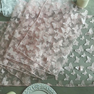 Light Pink 3D Butterfly Mesh Table Runner – 15"x108” | Baby Shower ...